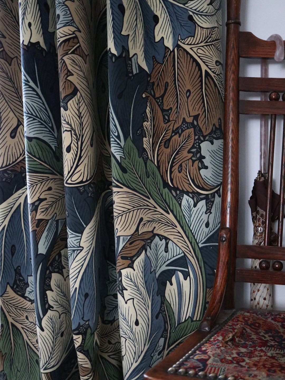 William Morris & Co Acanthus Velvet Portiere Door Curtain Slate Blue ...