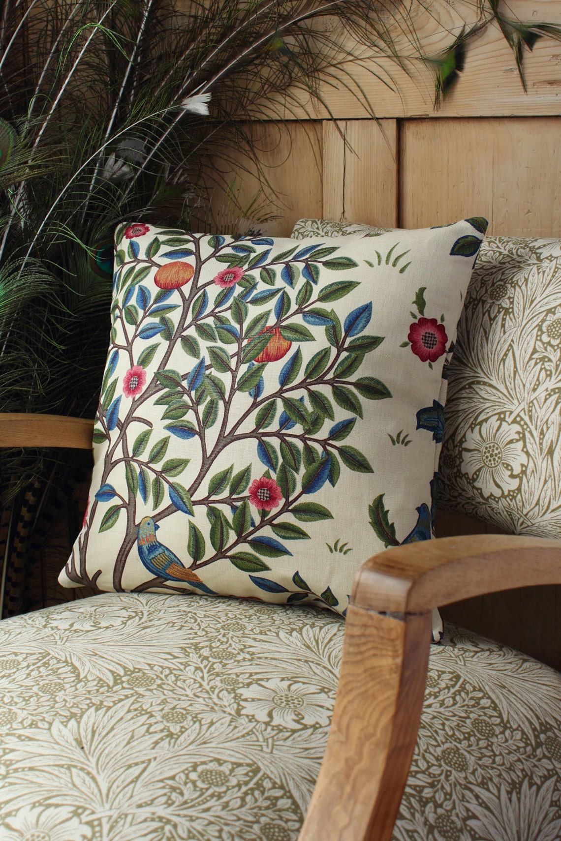 William Morris Kelmscott Tree Double Sided Cushion Cover Wine | Etsy UK