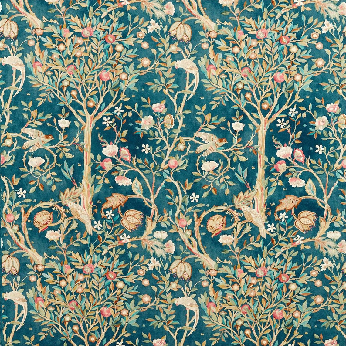 Morris & Co Melsetter Portiere Door Curtain With Velvet Lining Indigo ...