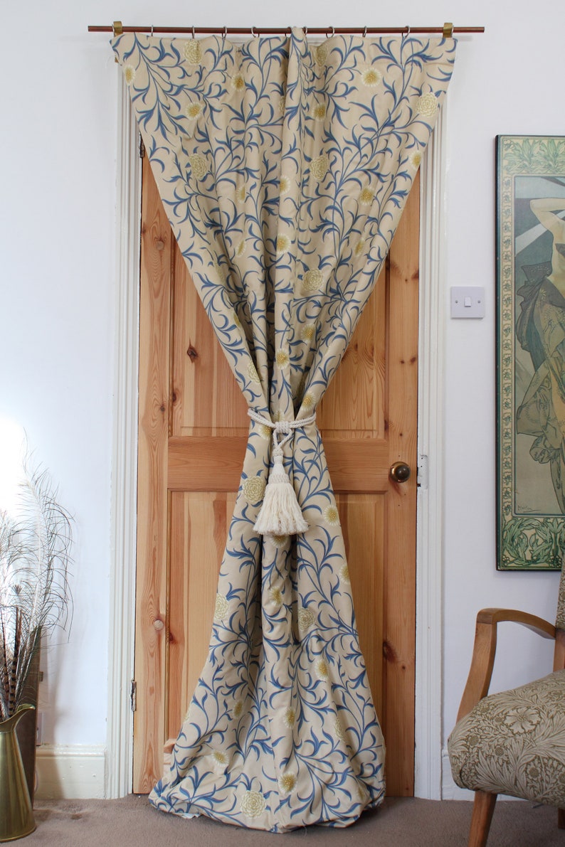 William Morris Scroll Portiere Door Curtain With Velvet Lining - Etsy UK