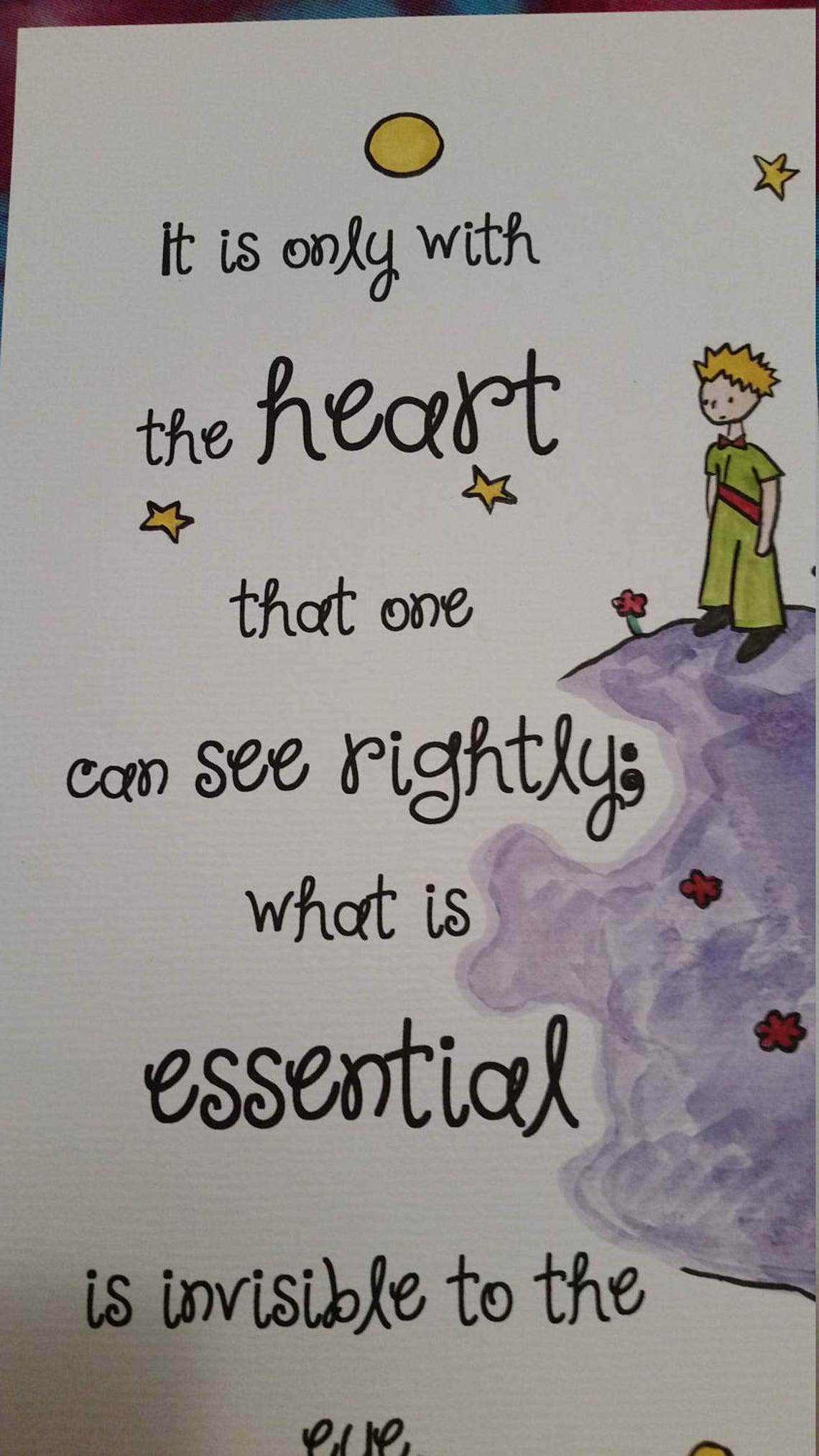A4 the Little Prince Quote and Watercolour Painting Hand | Etsy