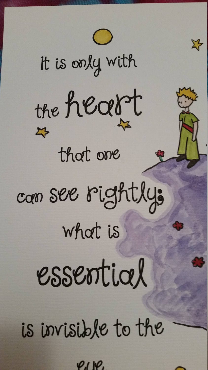 A4 the Little Prince Quote and Watercolour Painting Hand Painted Planet ...