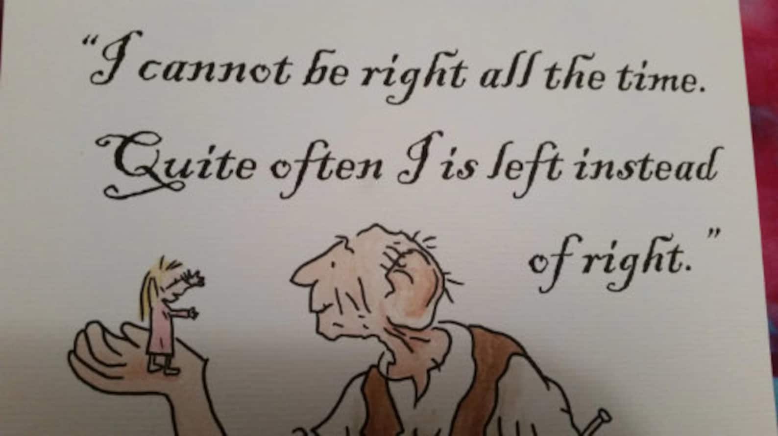 A4 the BFG Quote and Watercolour Painting Roald Dahl Quentin - Etsy UK
