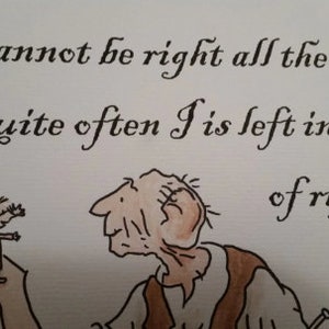 A4 the BFG Quote and Watercolour Painting Roald Dahl Quentin Blake Hand ...