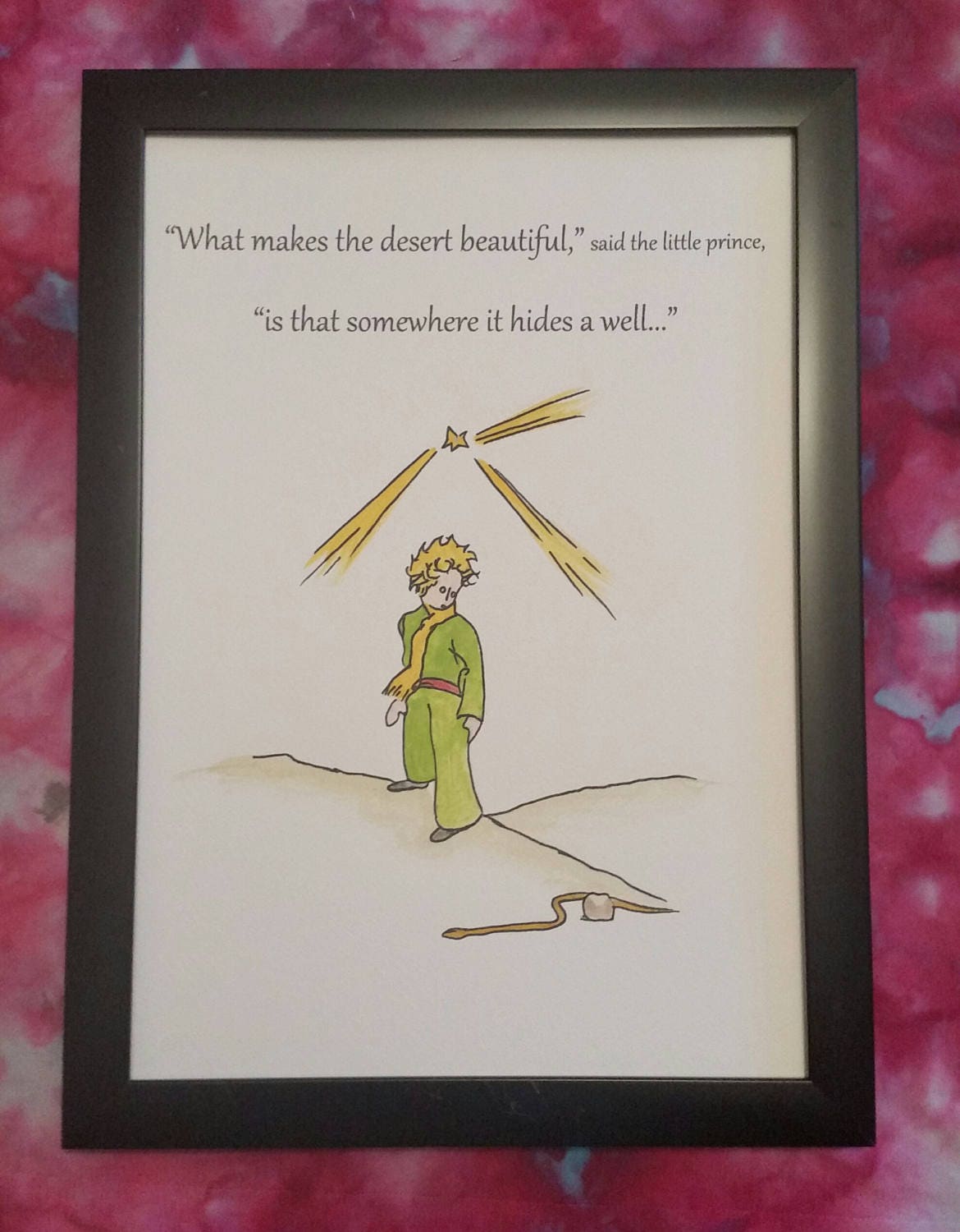 A4 the Little Prince Quote and Watercolour Painting Hand Painted Desert ...