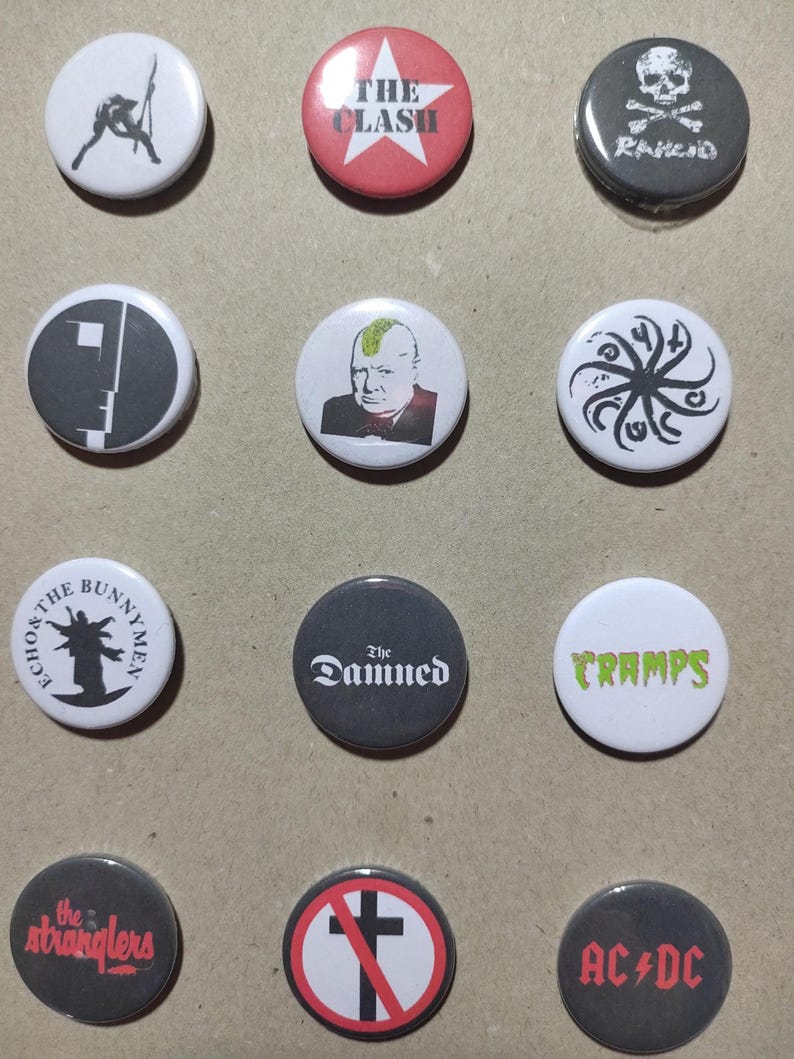 Badge Button Pin Small 1 Inch 2.5cm Punk Rock Music Band Fan Art - Etsy
