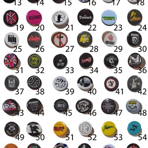 5 X Punk Pinback Button Pins, Set Band Pins, Music Pins, DIY Pins 25mm ...