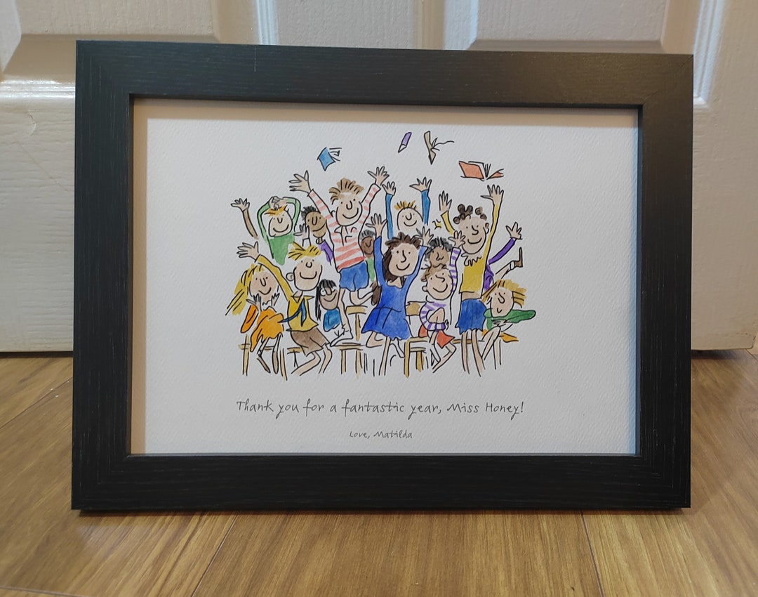 Hand Painted Matilda Watercolour Painting Roald Dahl Quentin Blake ...