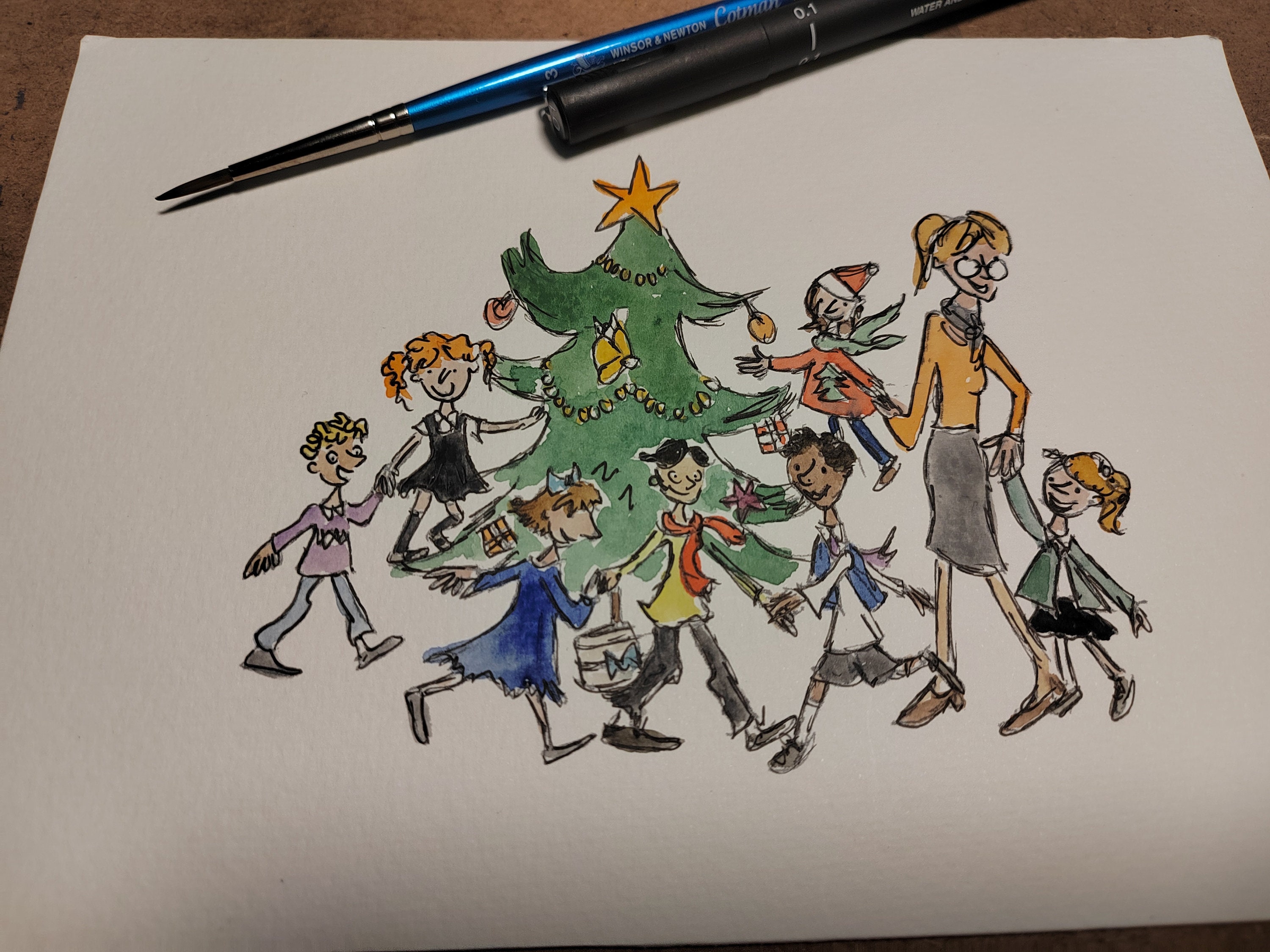 Christmas Quentin Blake Style Inspired School Children Teacher ...