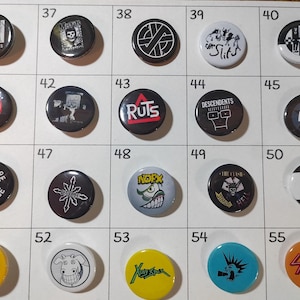 Punk Pinback Button Pins, Band Pins, Music Pins, DIY Pins 25mm 70's ...