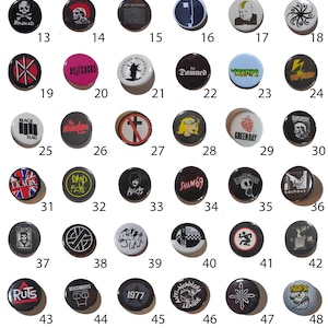 5 X Punk Pinback Button Pins, Set Band Pins, Music Pins, DIY Pins 25mm ...