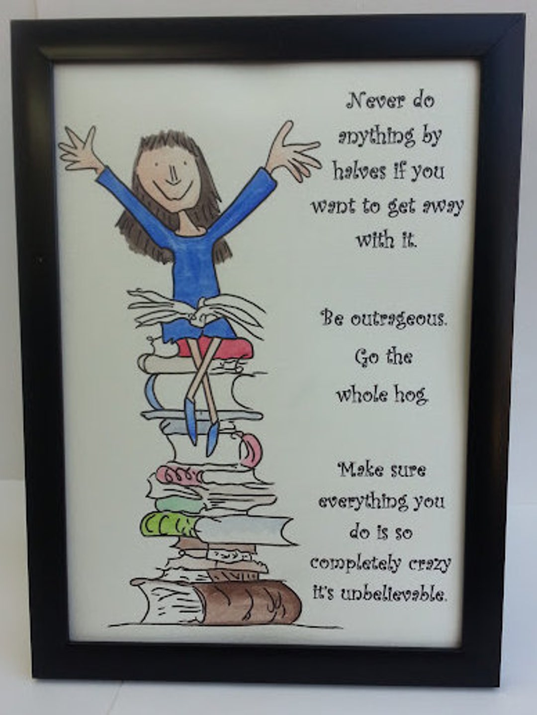 Hand Painted Matilda Quote and Watercolour Painting Roald Dahl Quentin ...