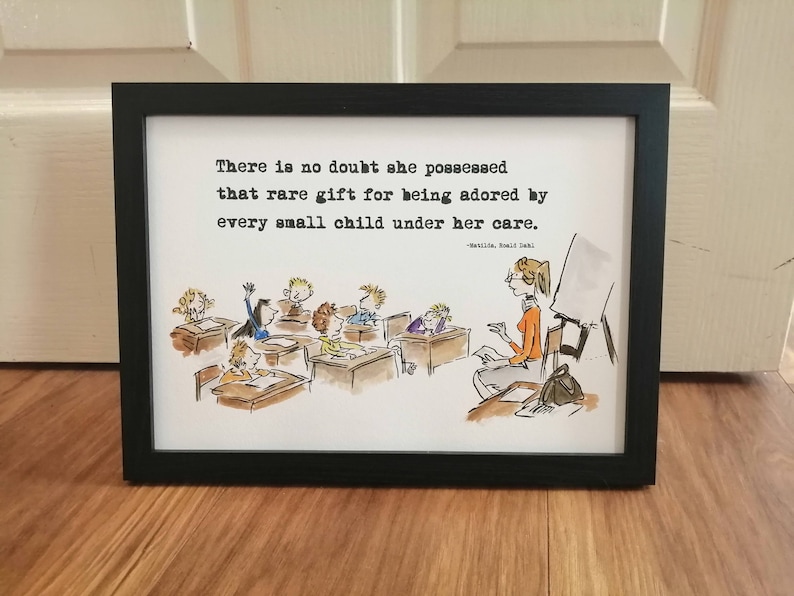 Roald Dahl Matilda Watercolor Print, Miss Honey Classroom Teacher Gift ...