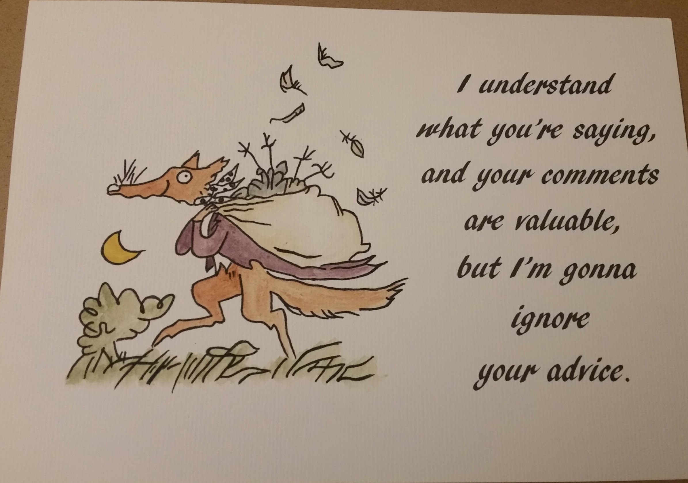 Hand Painted Fantastic Mr Fox Quote Watercolour Painting Roald Dahl ...