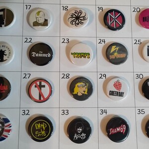 5 X Punk Pinback Button Pins, Set Band Pins, Music Pins, DIY Pins 25mm ...