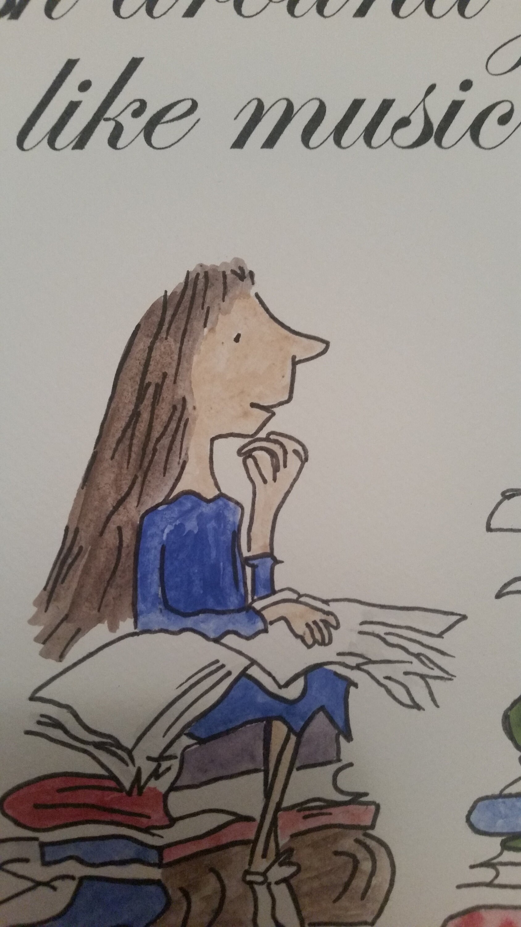 Hand Painted Matilda Quote and Watercolour Painting Roald Dahl Quentin ...