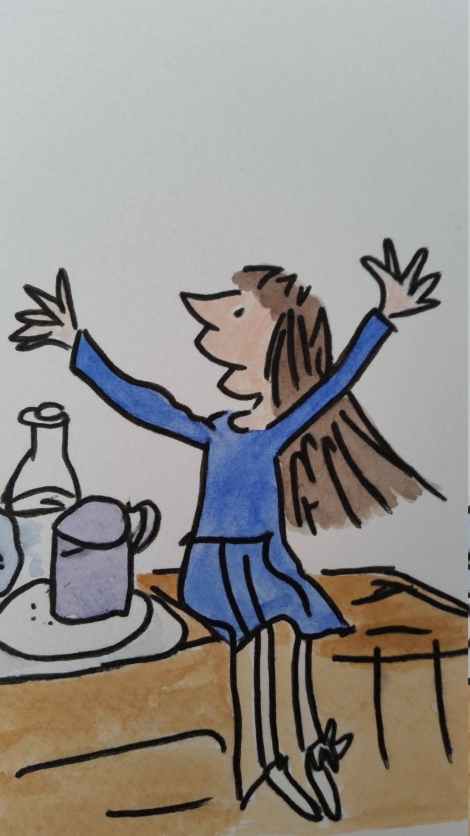 A4 Matilda Quote and Watercolour Painting Roald Dahl Quentin Blake Hand ...