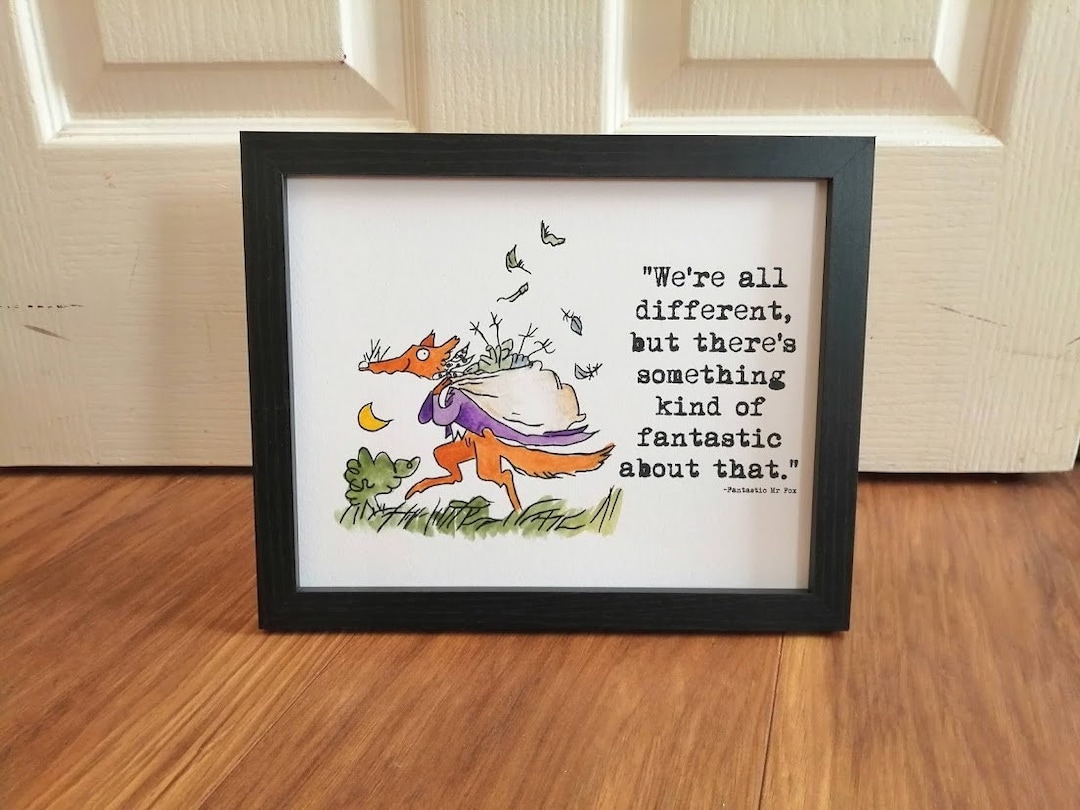 Hand Painted Fantastic Mr Fox Quote Watercolour Painting Roald Dahl ...