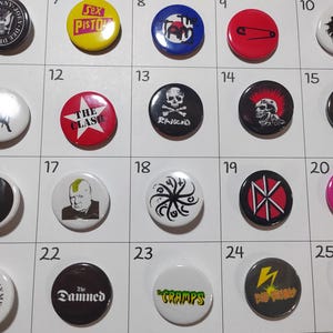 Punk Pinback Button Pins, Band Pins, Music Pins, DIY Pins 25mm 70's ...