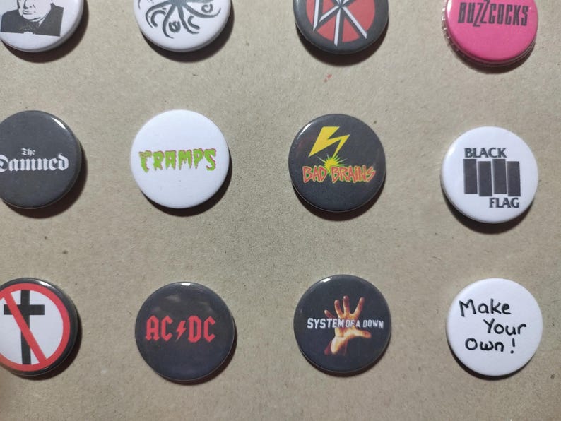 Badge Button Pin Small 1 Inch 2.5cm Punk Rock Music Band Fan Art - Etsy