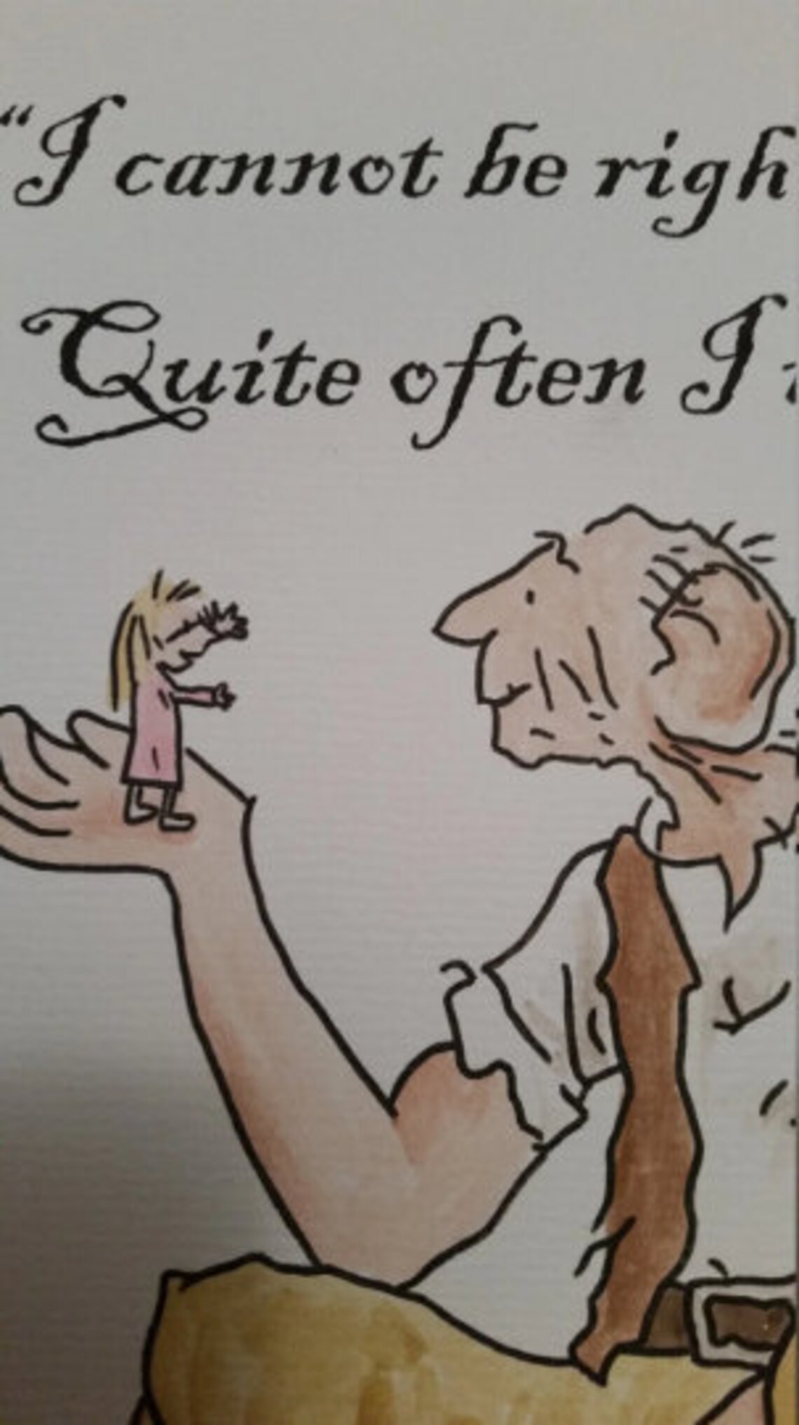A4 the BFG Quote and Watercolour Painting Roald Dahl Quentin - Etsy UK