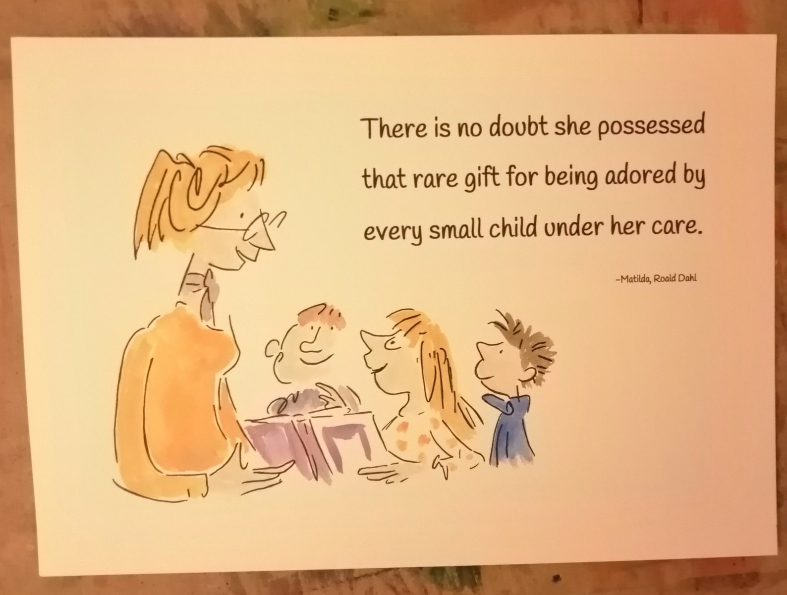 Matilda Quote and Watercolour Painting Roald Dahl Quentin - Etsy UK