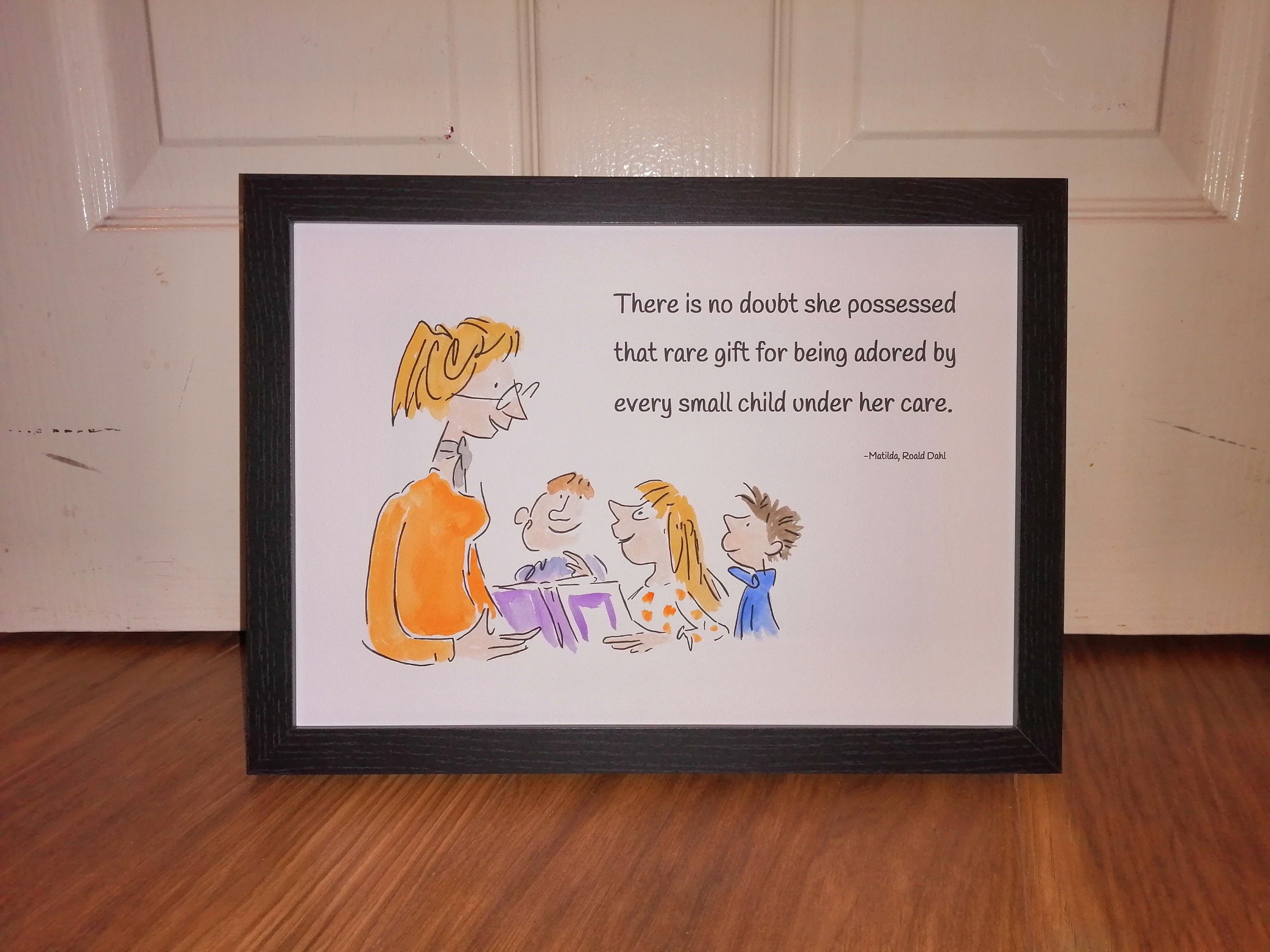 Miss Honey Watercolor Painting, Roald Dahl Matilda Quote, Teacher Gift ...