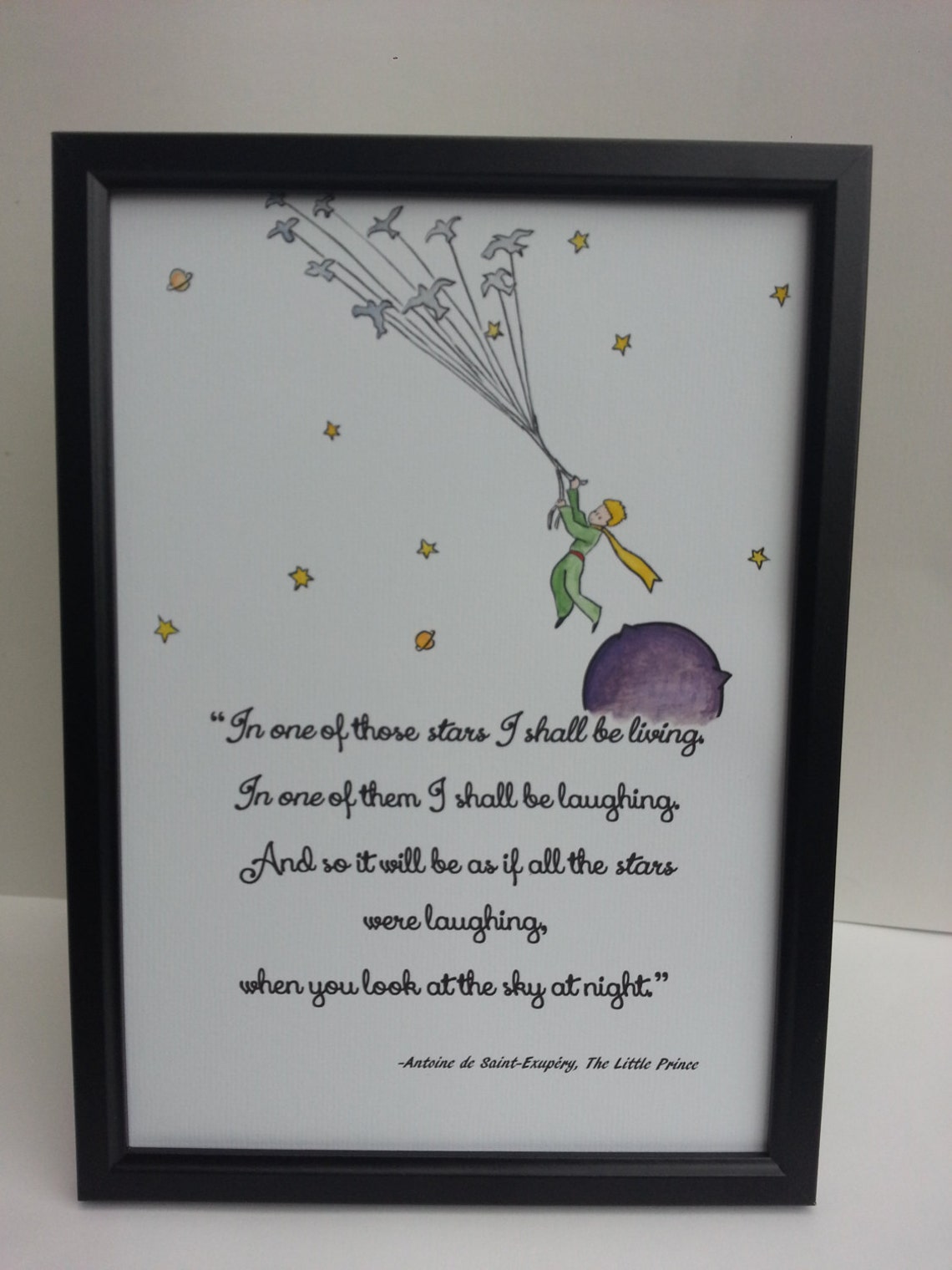 The Little Prince Quote and Watercolour Painting Hand Painted | Etsy UK