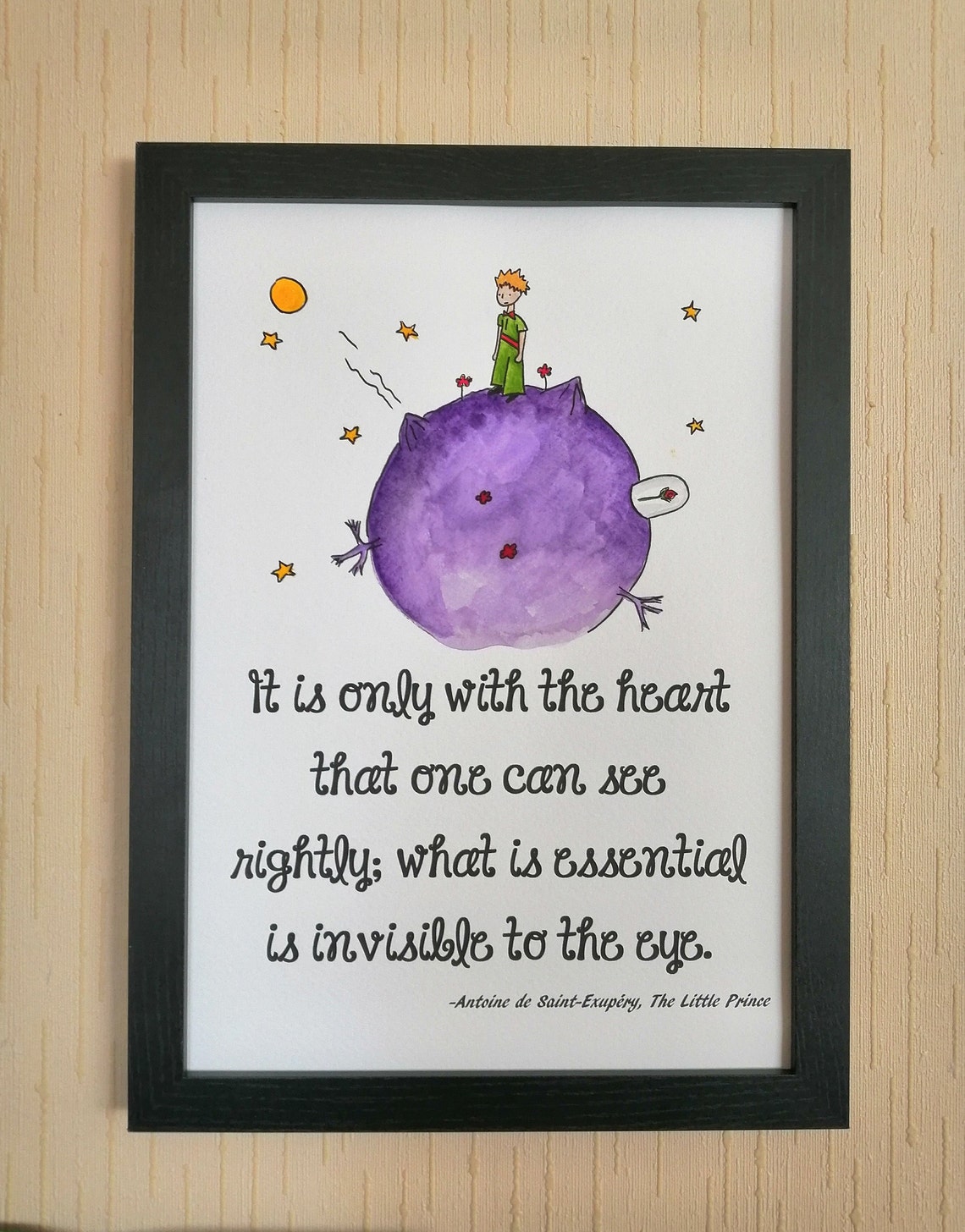 The Little Prince Quote and Watercolour Painting Hand Painted Antoine ...