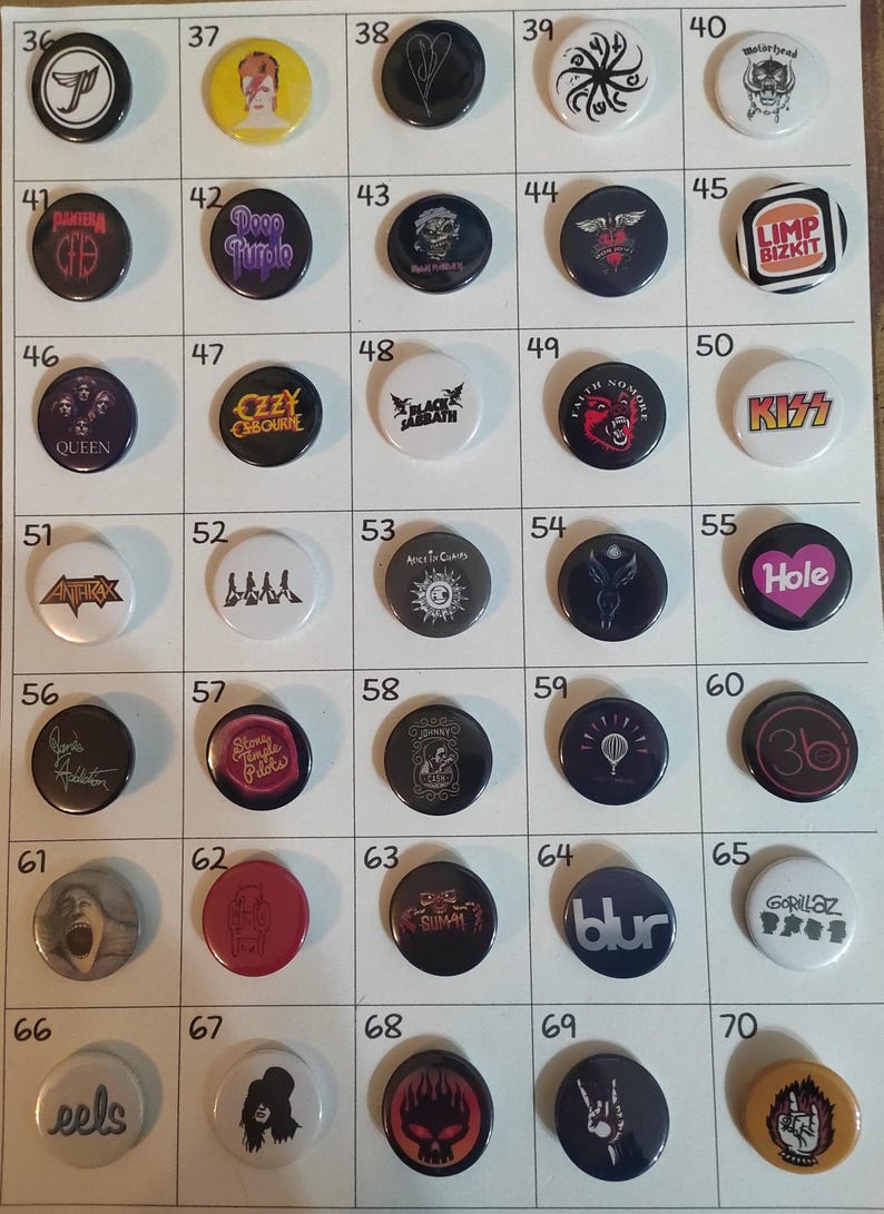 90s Rock Metal Badges Button Pin Small 1 Inch 2.5cm Music Band Fan Art ...