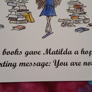 Hand Painted Matilda Quote and Watercolour Painting Roald Quentin Blake ...