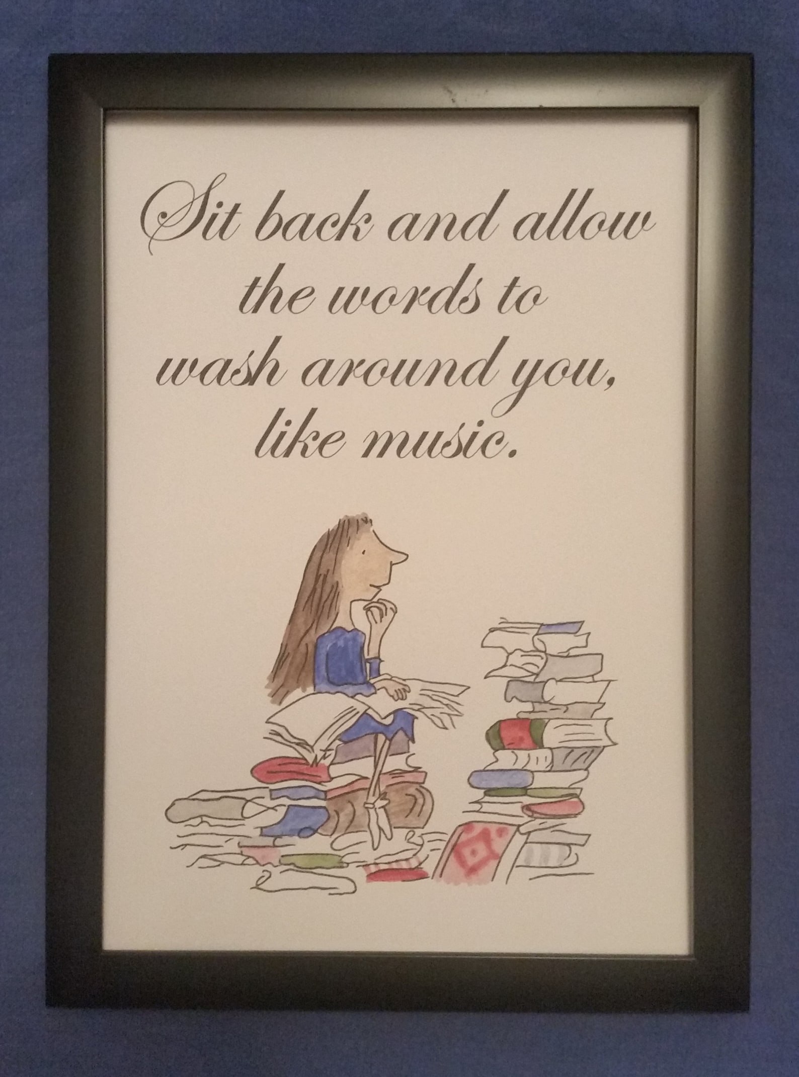 Hand Painted Matilda Quote and Watercolour Painting Roald Dahl Quentin ...