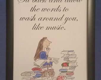 A4 Matilda Quote and Watercolour Painting Roald Dahl Quentin - Etsy