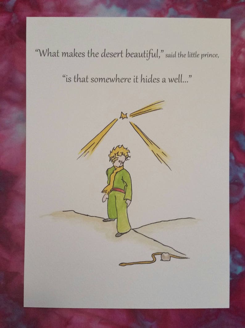 A4 the Little Prince Quote and Watercolour Painting Hand Painted Desert ...