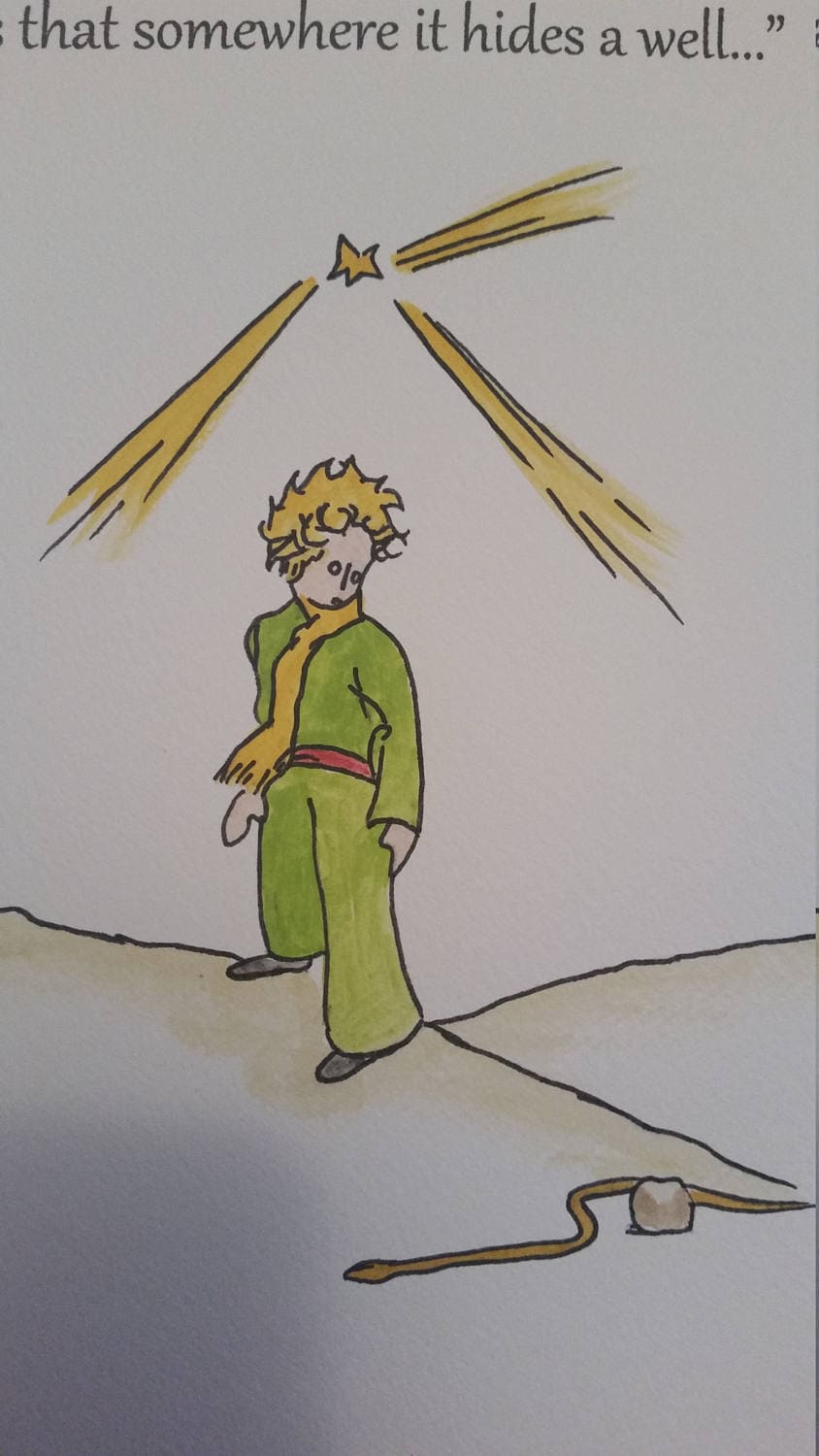 A4 the Little Prince Quote and Watercolour Painting Hand Painted Desert ...