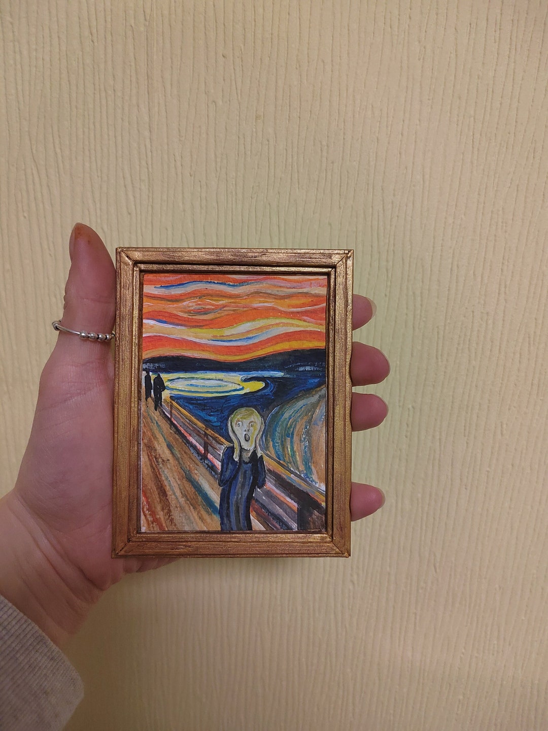 Hand Painted the Scream Miniature Reproduction Acrylic Painting Dolls ...