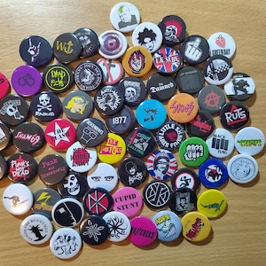 Punk Pinback Button Pins, Band Pins, Music Pins, DIY Pins 25mm 70's ...