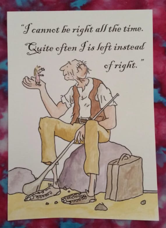 A4 the BFG Quote and Watercolour Painting Roald Dahl Quentin | Etsy