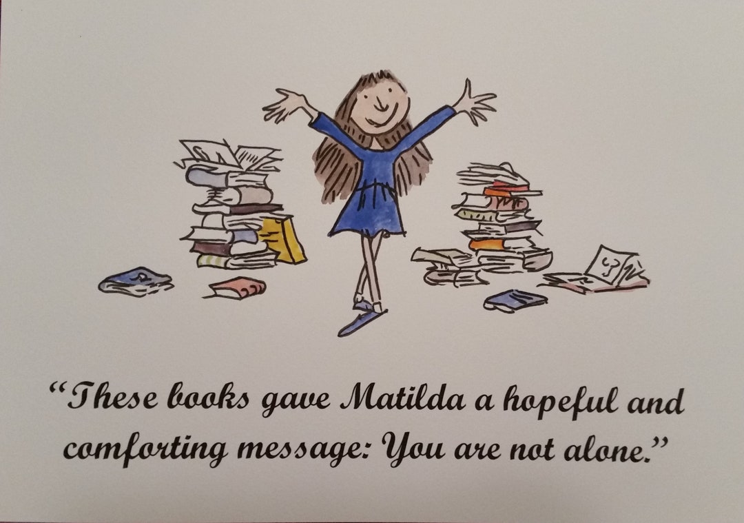 Hand Painted Matilda Quote and Watercolour Painting Roald Quentin Blake ...
