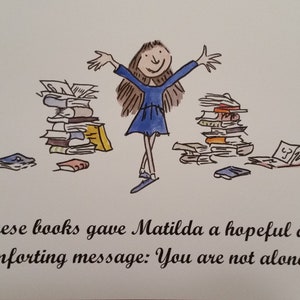 Hand Painted Matilda Quote and Watercolour Painting Roald Quentin Blake ...
