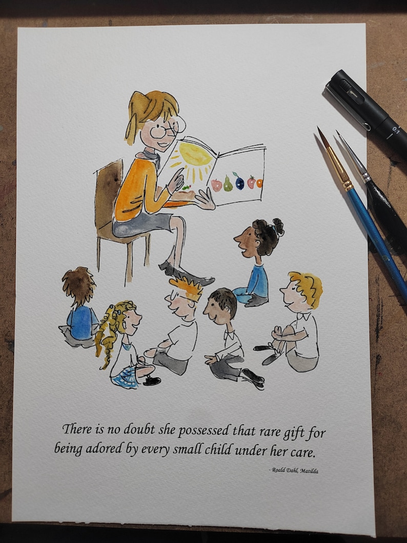 Matilda Teacher Gift Hand Painted Quote and Watercolour Roald Dahl ...