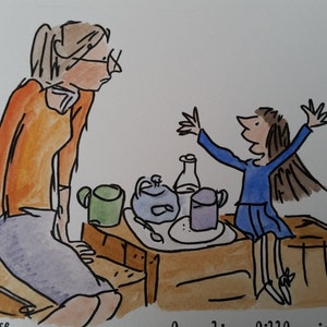 A4 Matilda Quote and Watercolour Painting Roald Dahl Quentin Blake Hand ...