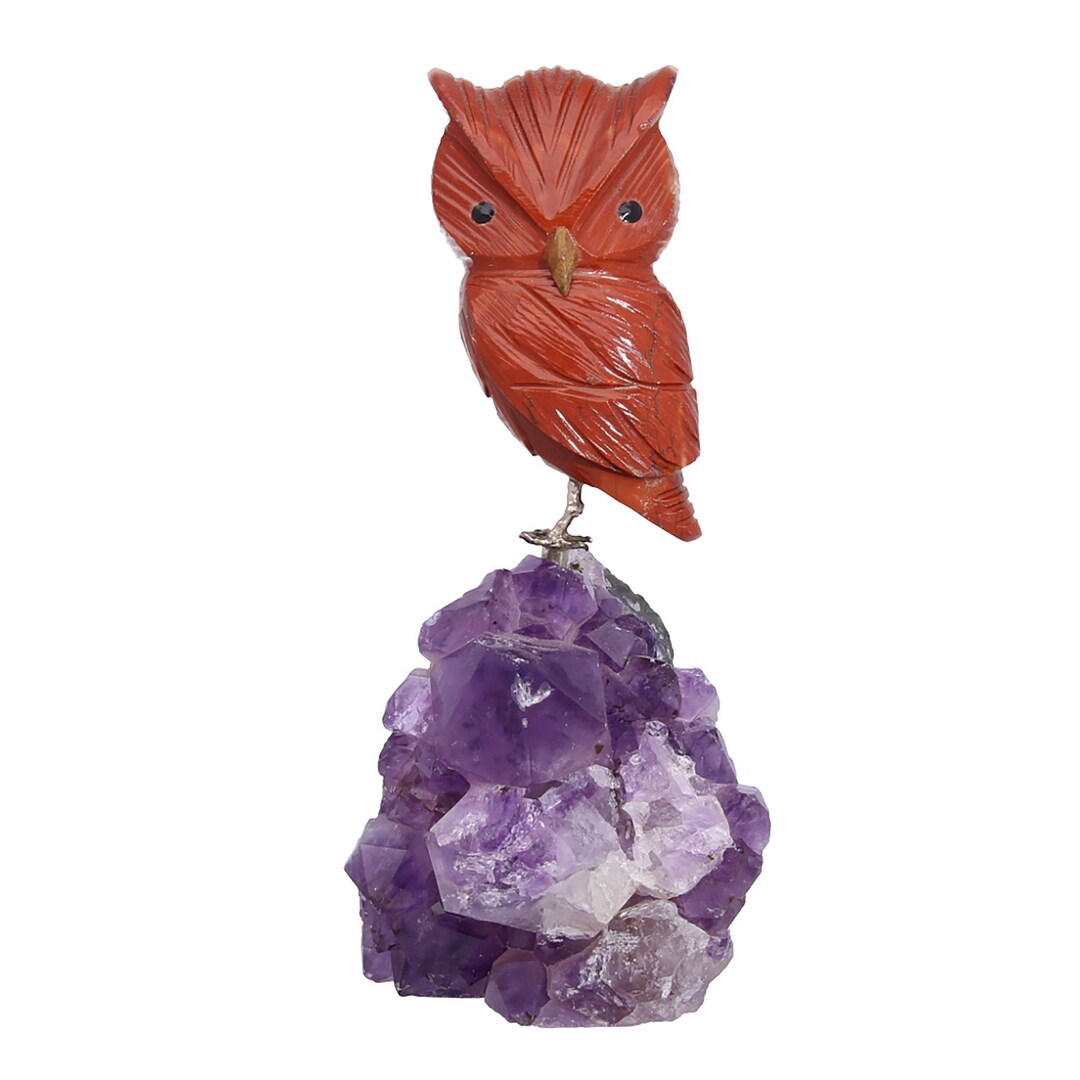 Gemstone Sculpture Bird, Owl, Crystal Bird, Hand-carved Owl, Gemstone ...