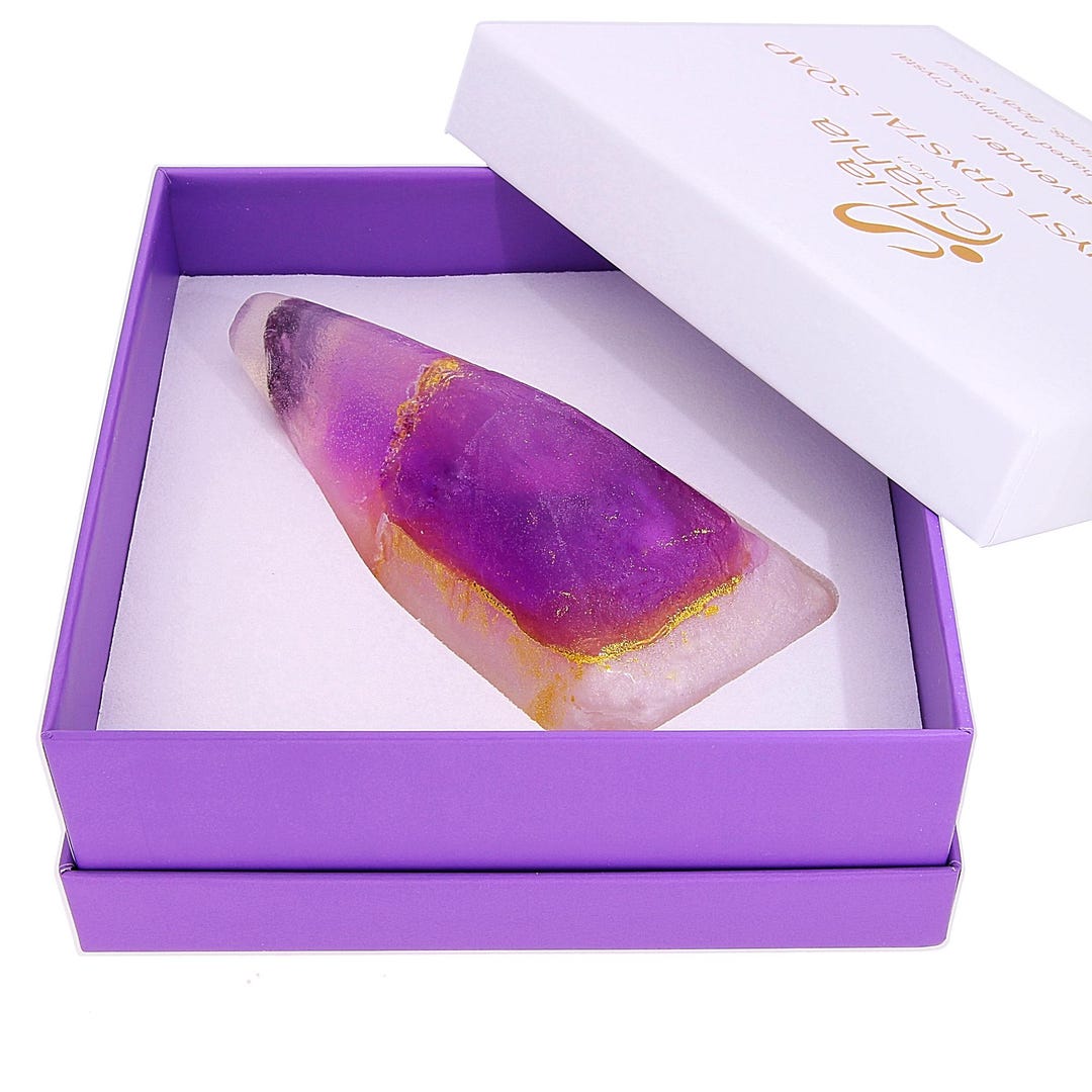 Amethyst Crystal Soap: Infused With Heart Shaped Gemstone, Lavender ...