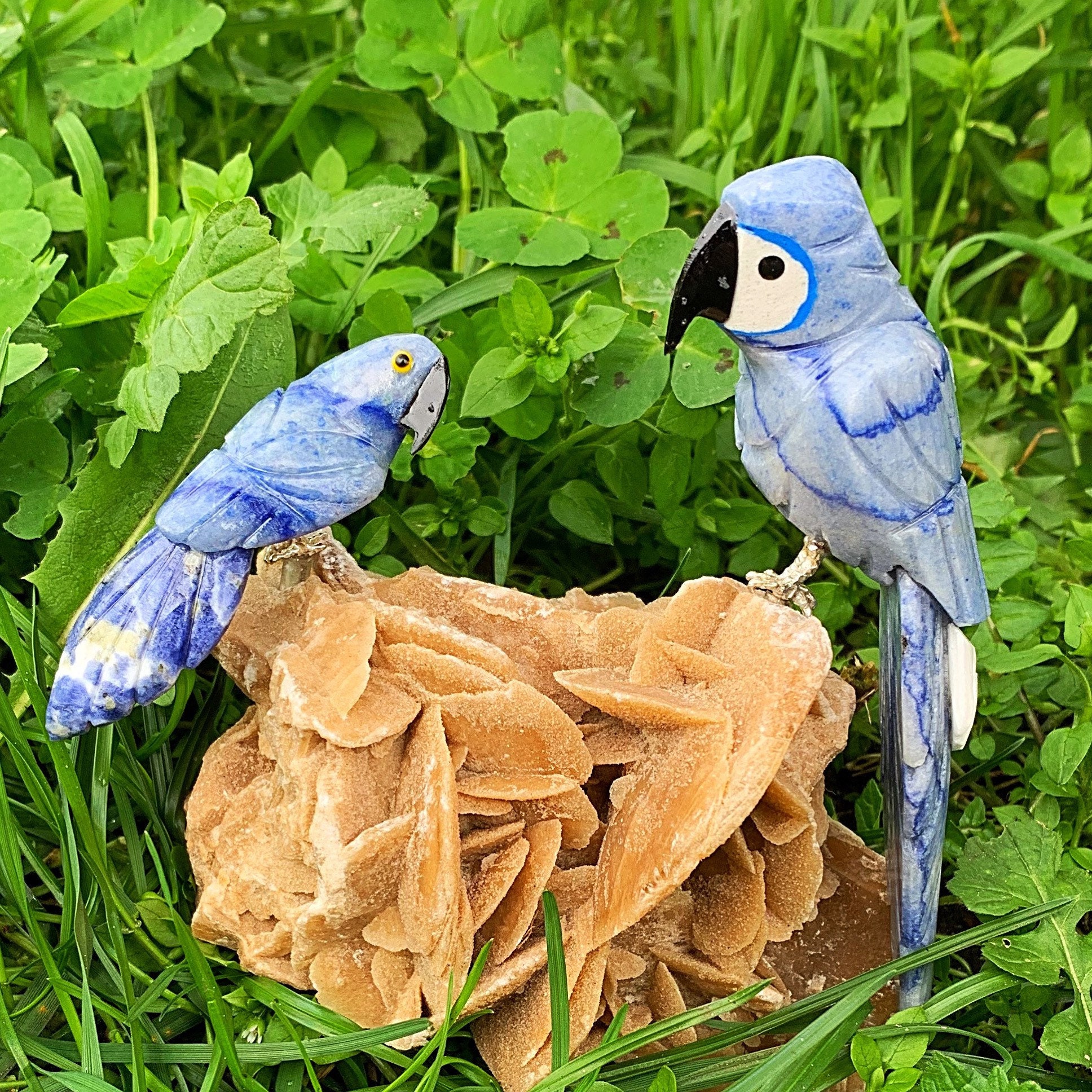 Gemstone Sculpture Bird Blue Quartz Bird Desert Flower - Etsy