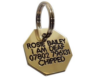 Deeply Engraved Solid Brass Dog Tag Small 39x22mm Bone | Etsy UK