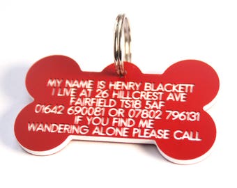 Deeply Engraved 3mm Thick Plastic Dog Tag 39x22mm Bone | Etsy