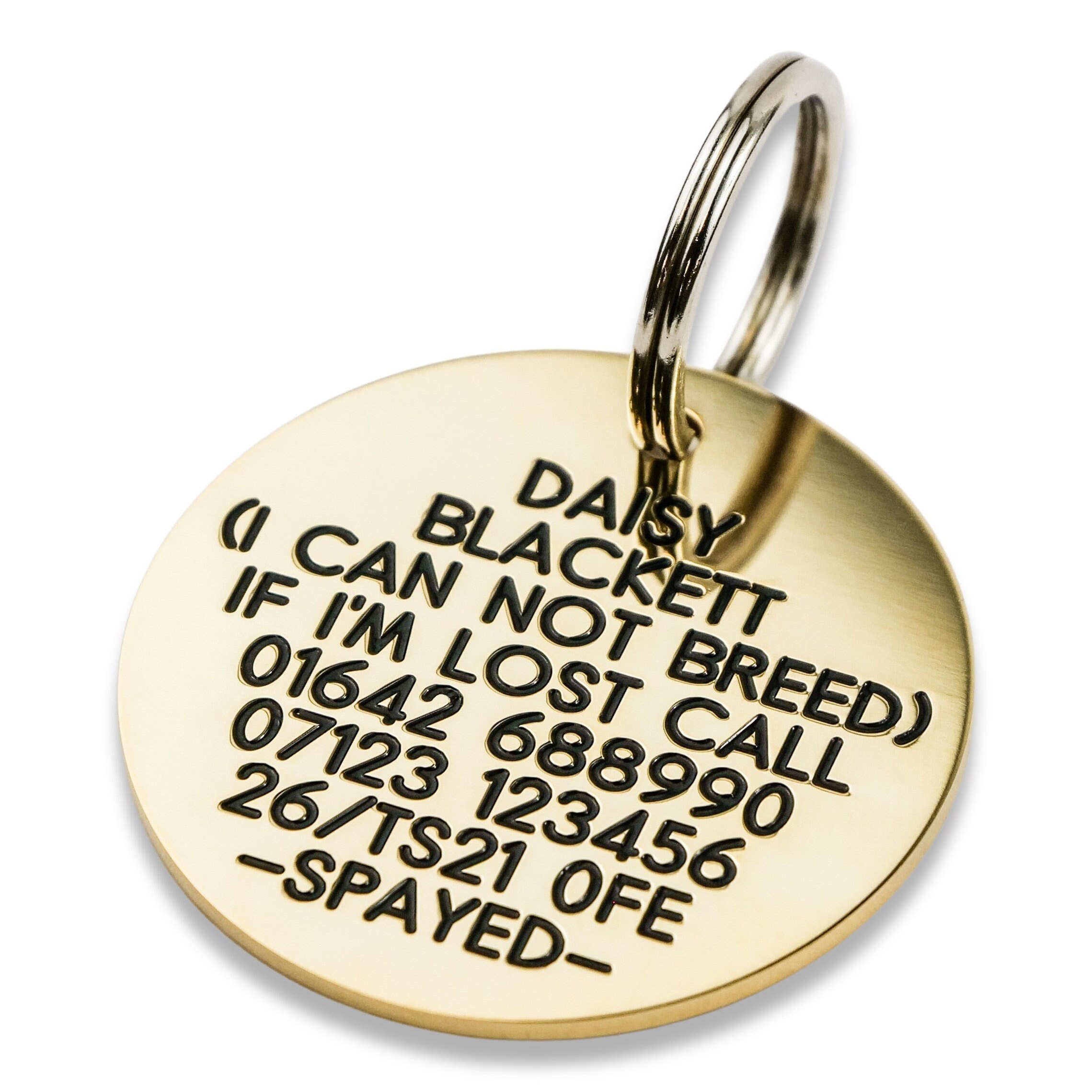 Deeply Engraved Solid Brass Dog Tag, 39mm Round - Etsy