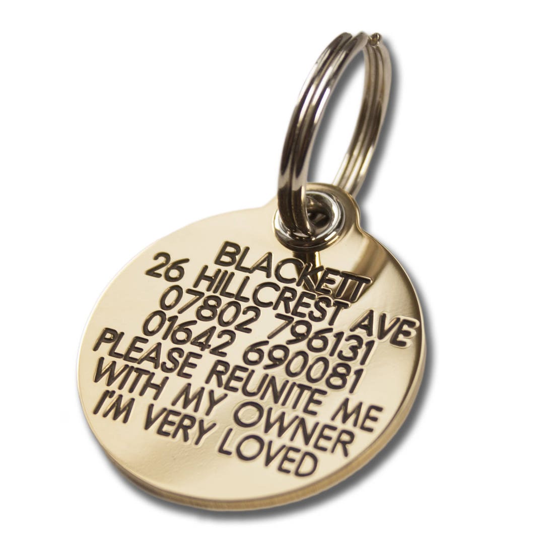 REINFORCED Deeply Engraved Solid Brass Dog Tag 33mm Round - Etsy