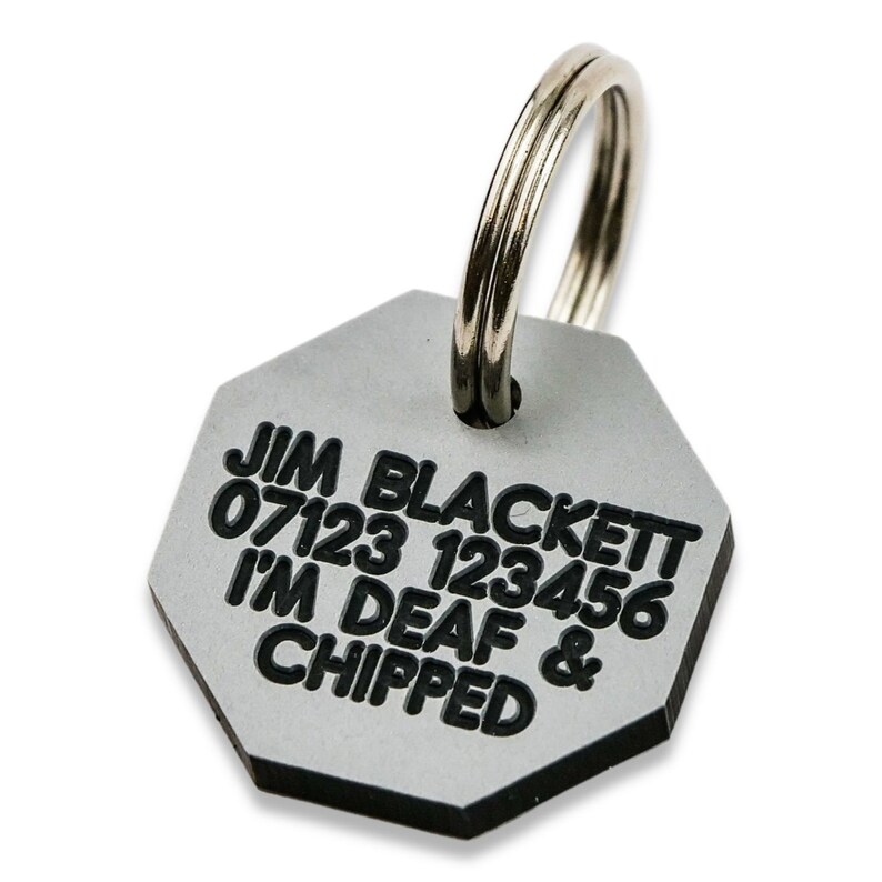 Deeply Engraved 3mm Thick Plastic Dog Tag, 21mm Octagonal - Etsy